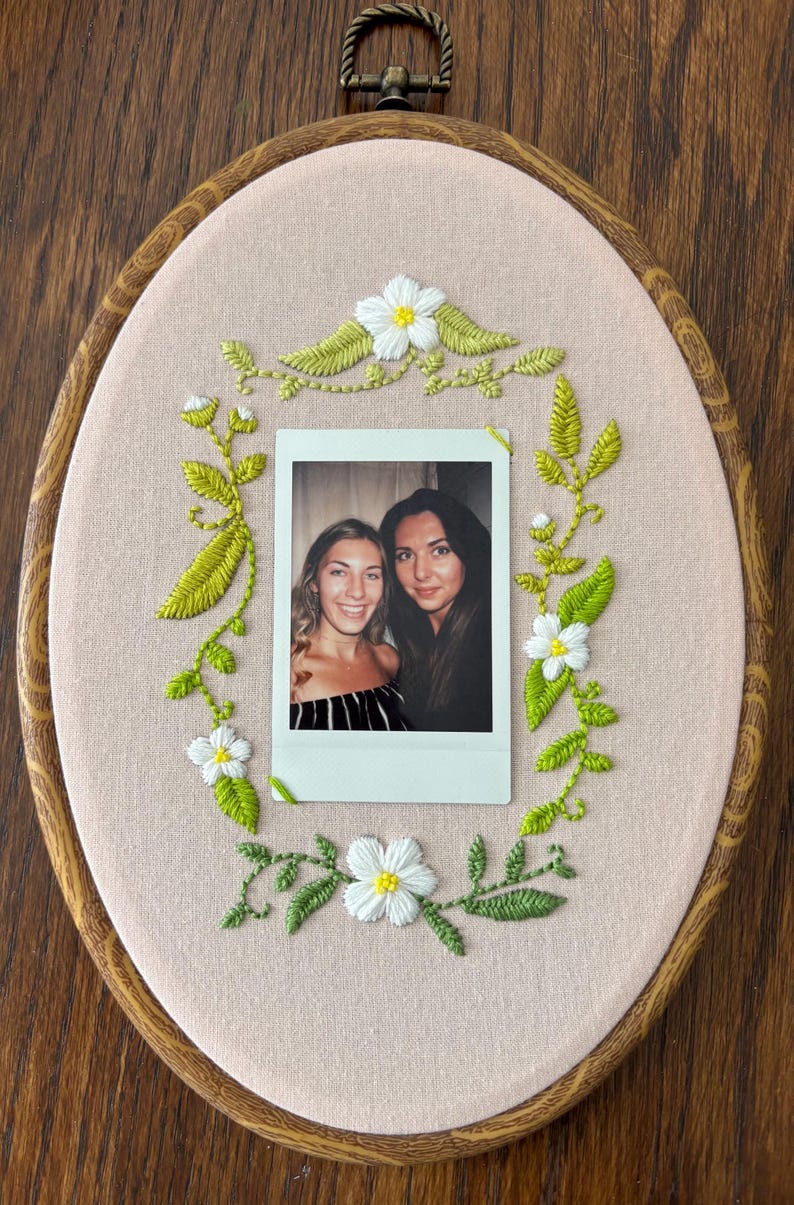 Green Vine Embroidery Polaroid Frame - Etsy