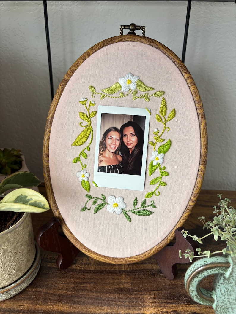 Green Vine Embroidery Polaroid Frame - Etsy