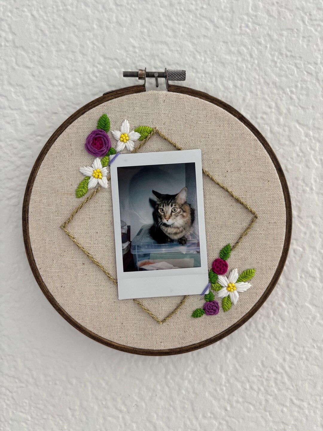 Floral Polaroid Frame Embroidery Hoop - Etsy