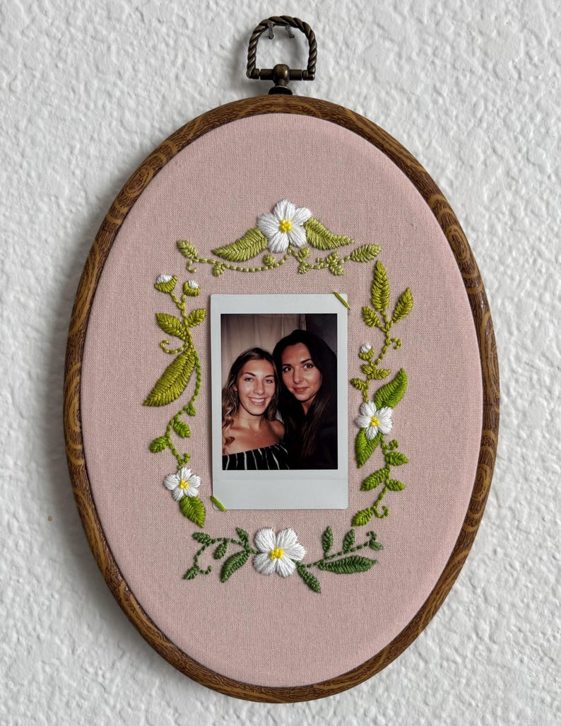 Green Vine Embroidery Polaroid Frame - Etsy
