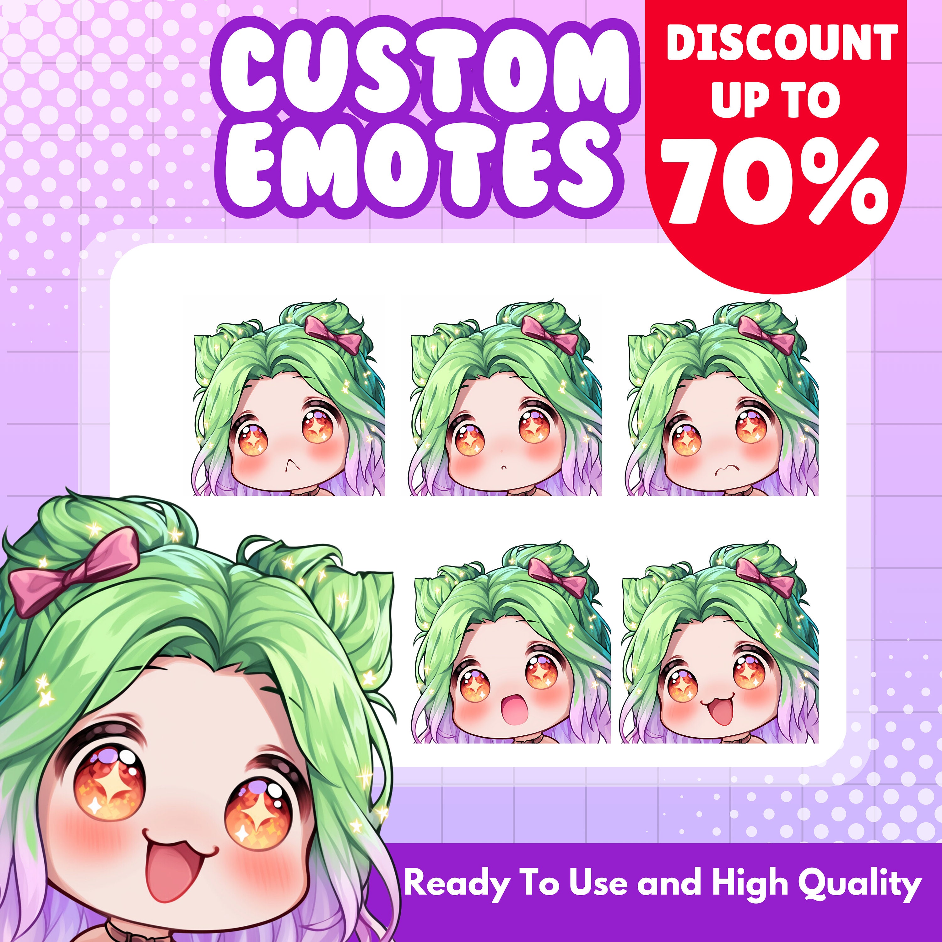 Custom Twitch Emotes or Kick Emote and Animated Emotes, Vtuber Cute ...