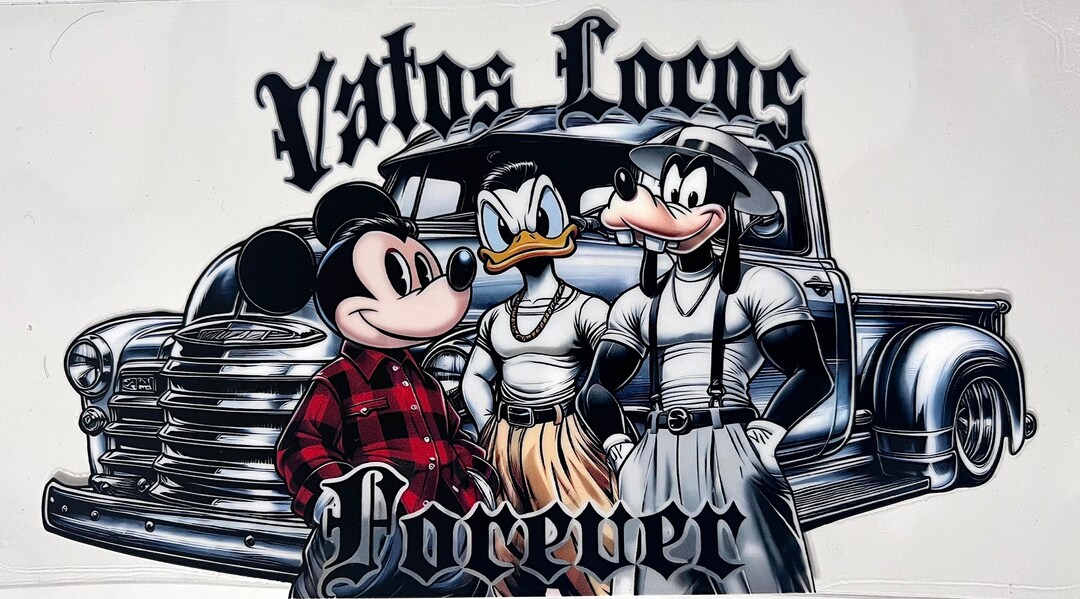 Vatos Locos, the of School, Mickey Mouse , Car Club UV DTF Wrap 16 Oz ...