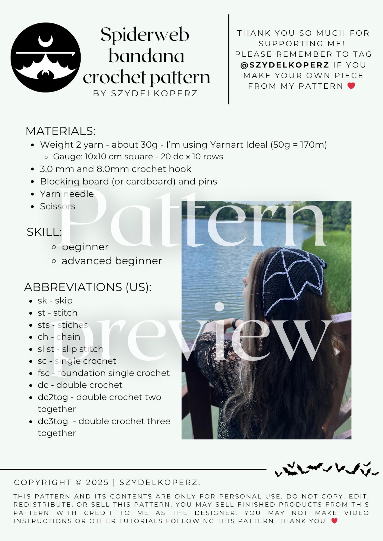 Crochet Summerween Bandanas - Spiderweb & Bat Bandana Pattern Beginner ...