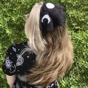 Triple Moon Crochet Bandana Pattern: Goth Cottagecore Headscarf (PDF Pattern) - Etsy