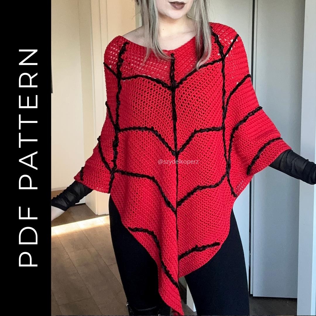 Lydia's Spiderweb Poncho Crochet Pattern: Goth Halloween (PDF Pattern ...