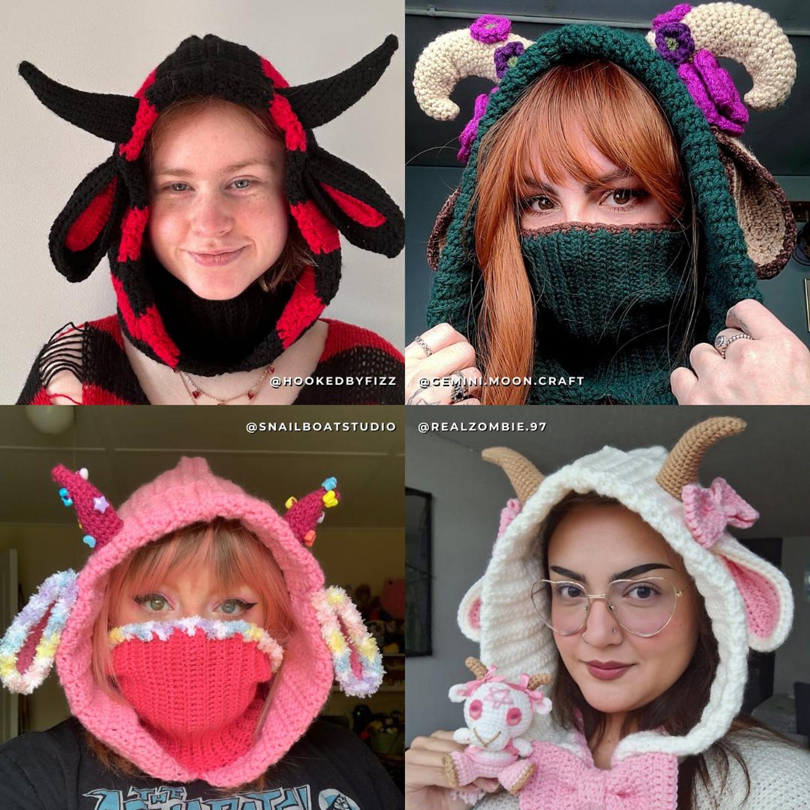 Goat Bundle: Goat Hood and Nocturne Poncho Crochet Pattern | Goth Alt ...