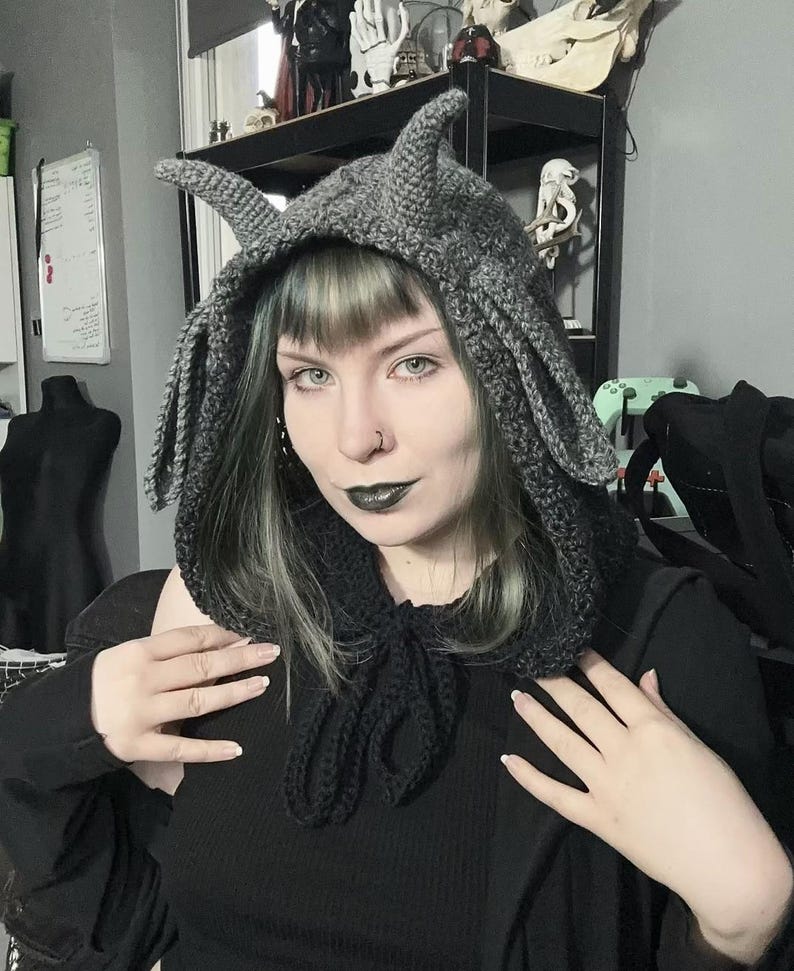 Goat Bundle: Goat Hood and Nocturne Poncho Crochet Pattern | Goth Alt ...