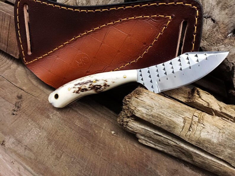 Handmade Bushcraft Knife With Sheath Full Tang Rasp Steel Hunting ...