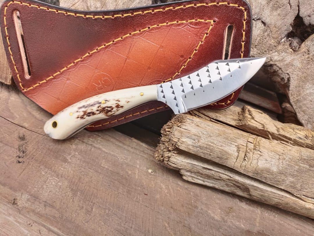 Handmade Bushcraft Knife With Sheath Full Tang Rasp Steel Hunting ...