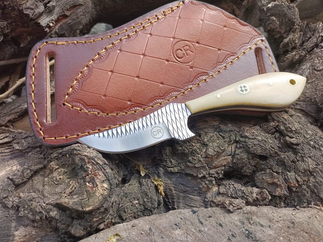 Handmade Bushcraft Knife With Sheath Full Tang Rasp Steel Hunting Knife ...