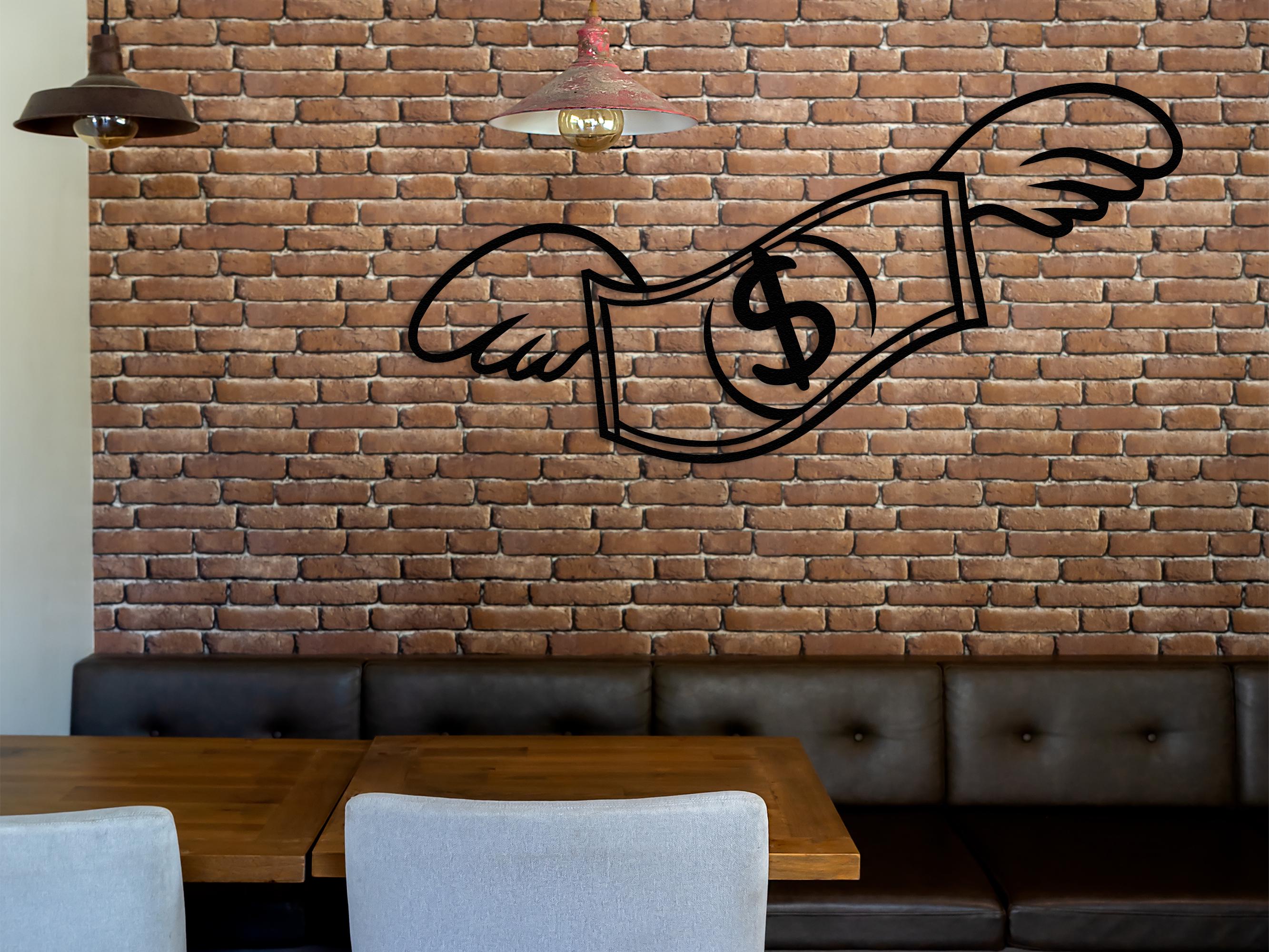 Dollar Wall Decor, Metal Dollar Sign, Flying Money Poster, Dollar With ...