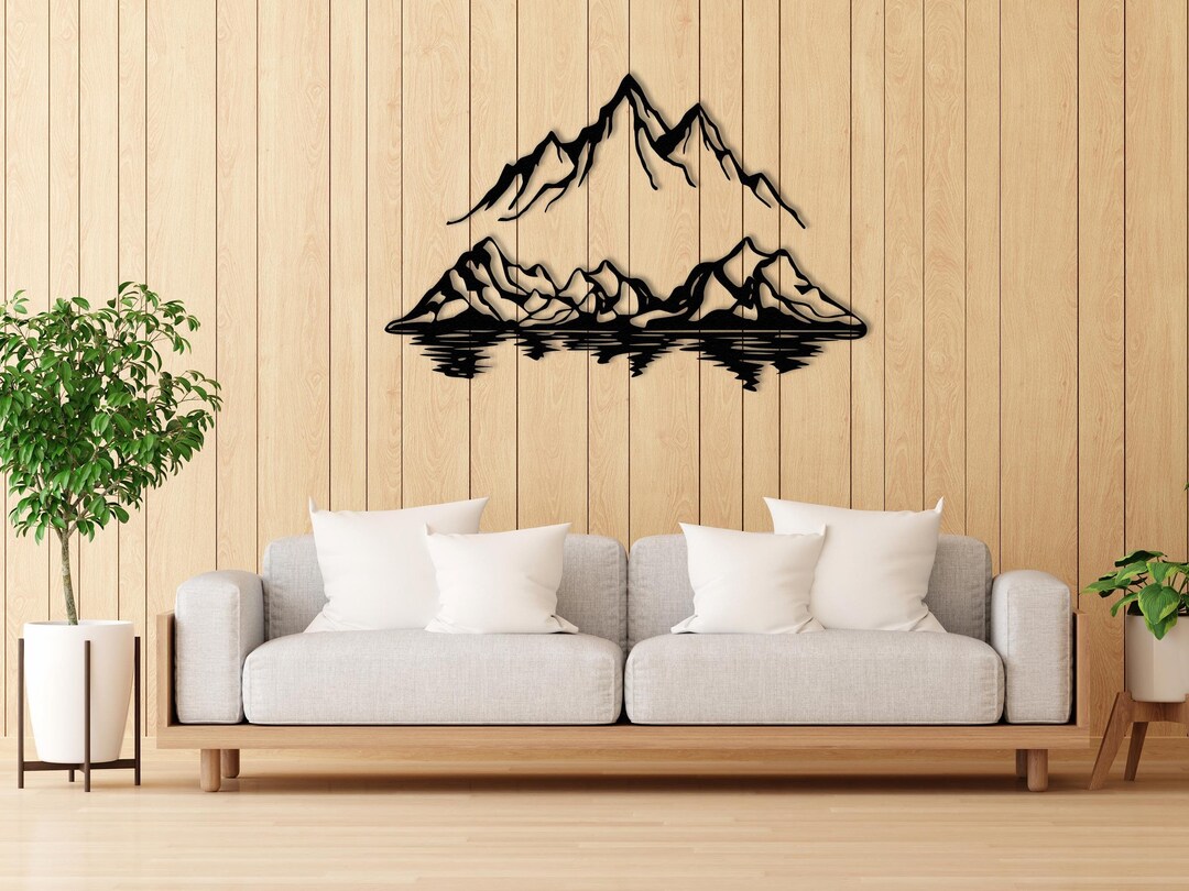 Luxury Mountain Decor, Metal Wall Decor, Mountain and Lake, Nature Wall ...