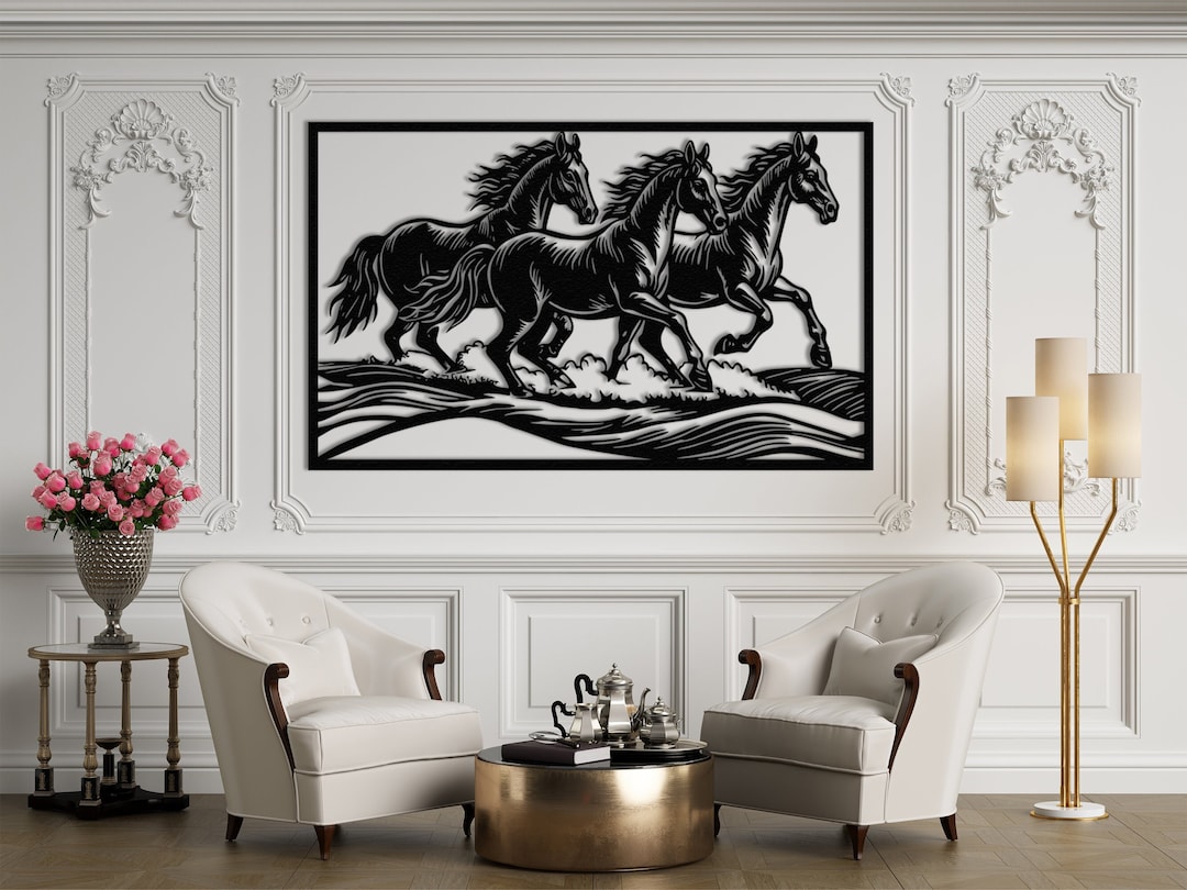 Running Horses, Metal Wall Art, Seaside Horse, Large Lux Decor, Cowboy ...