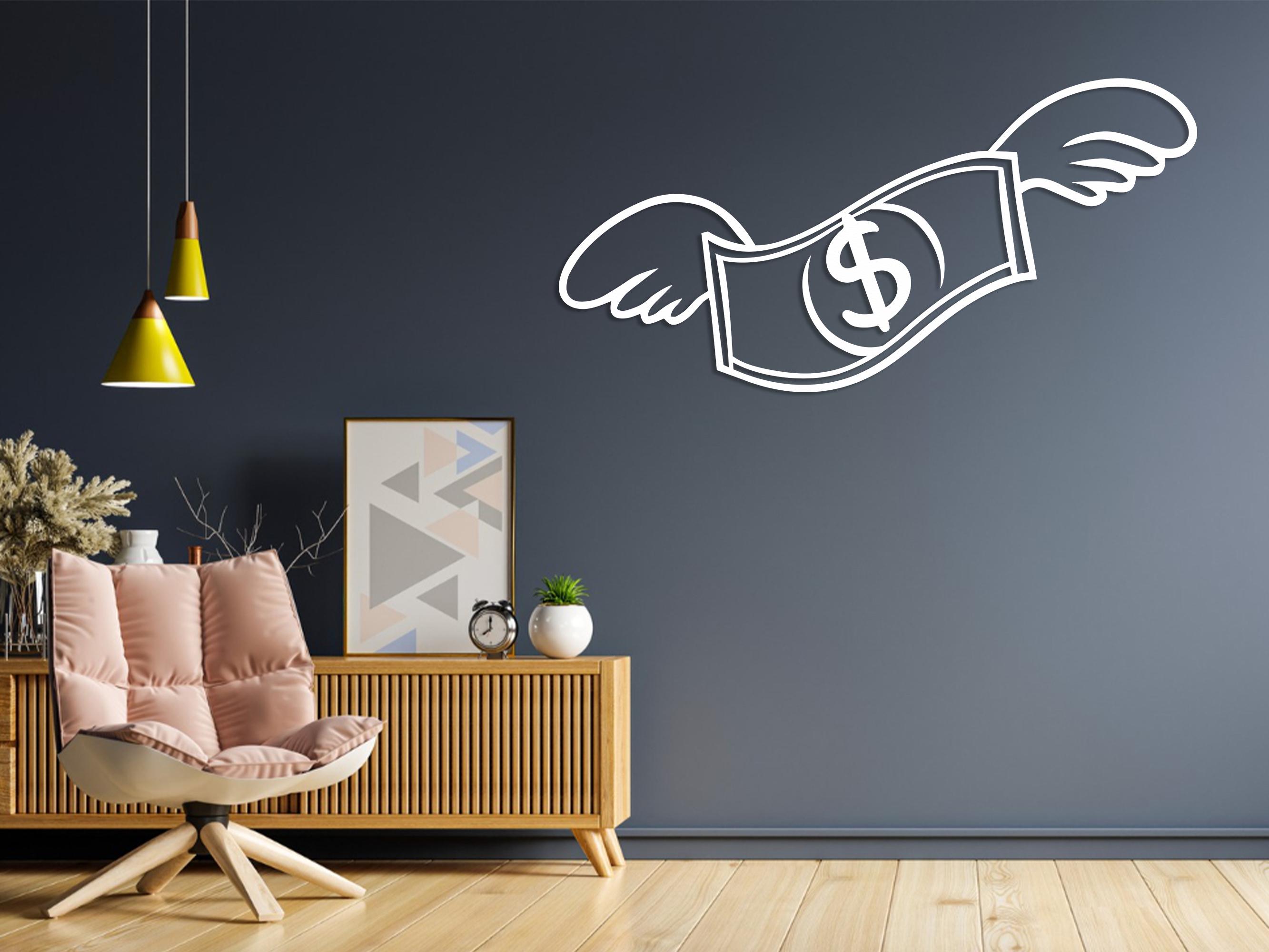 Dollar Wall Decor, Metal Dollar Sign, Flying Money Poster, Dollar With ...