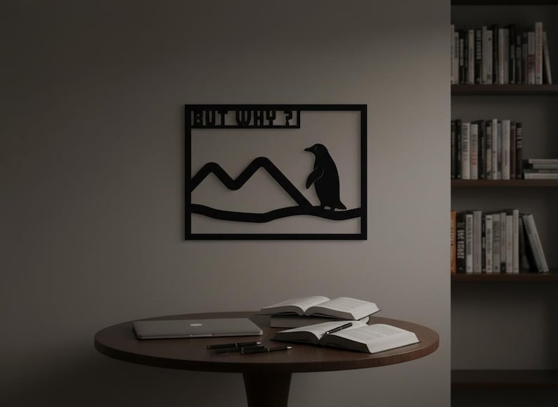 Viral Nihilist Penguin, but Why Arctic Mountain Scene, Memes Wall Decor ...