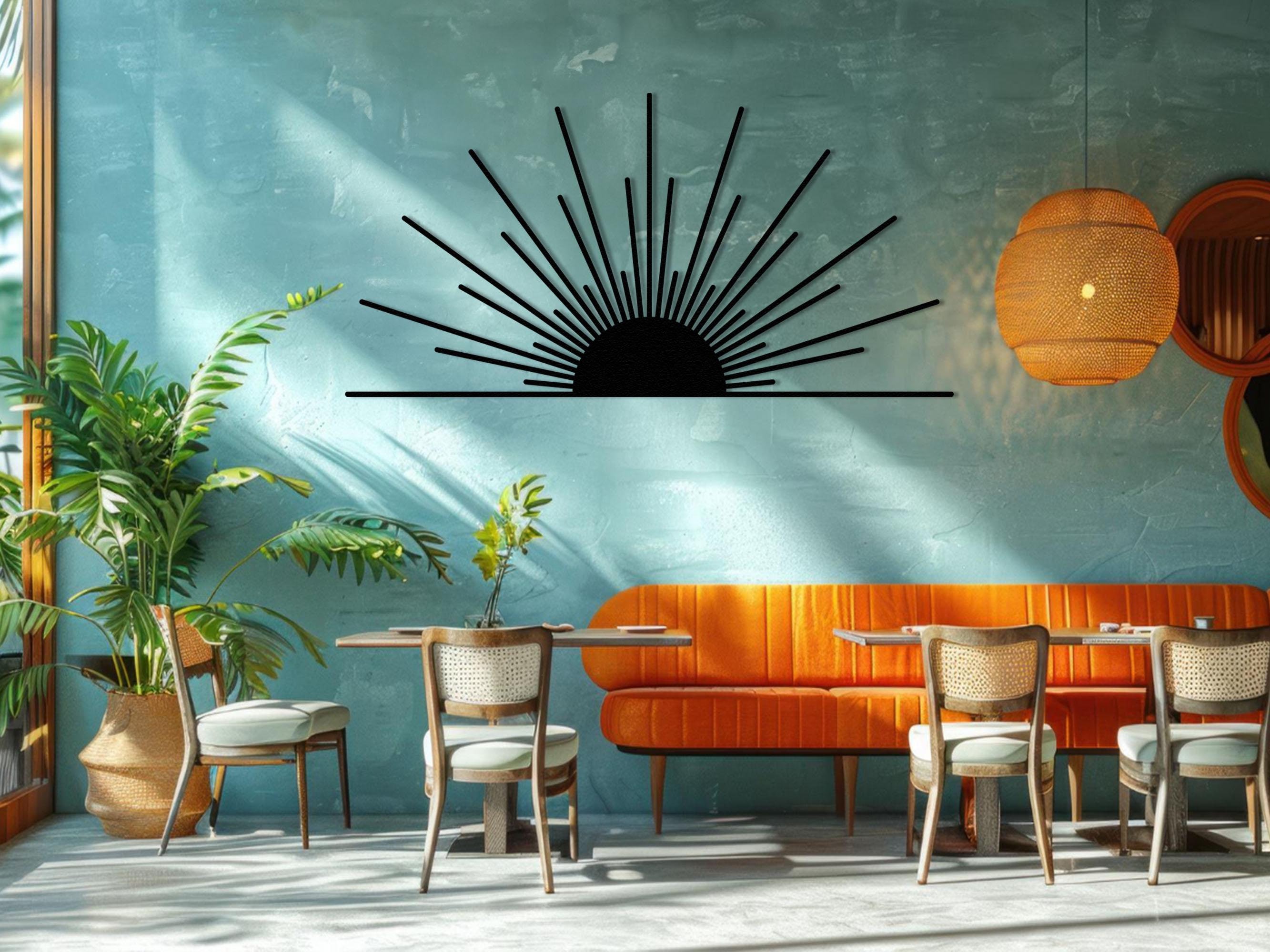 Sunshine Metal Wall Art, Sunrise Landscape, Minimal Room Decor, Sun ...