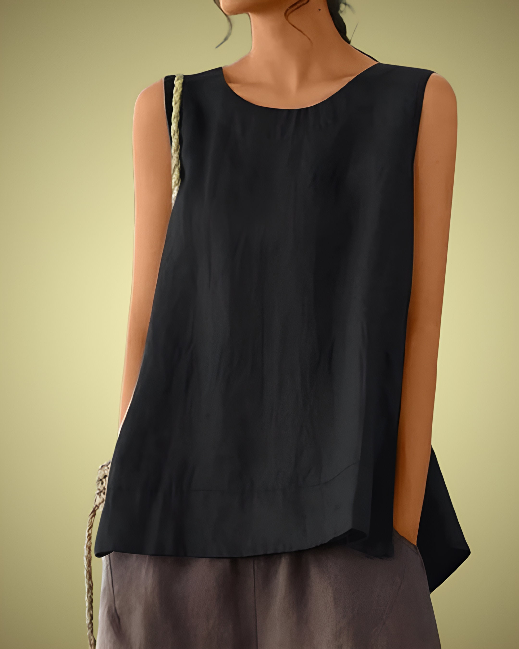 Linen Top,linen Blouse,linen Tank Top Round Neck, Linen Shirt ...
