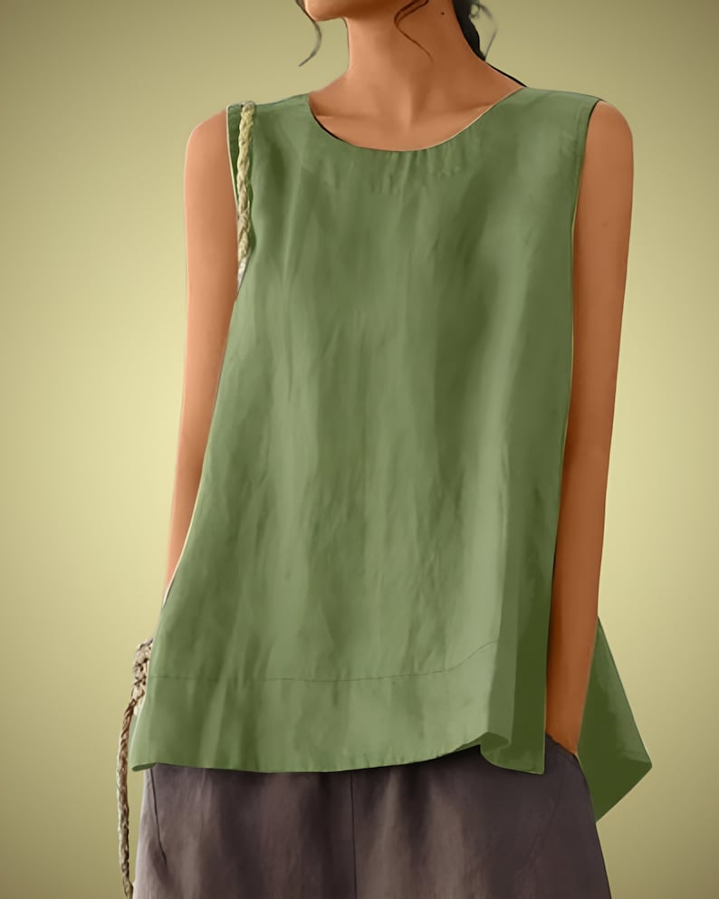Linen Top,linen Blouse,linen Tank Top Round Neck, Linen Shirt ...