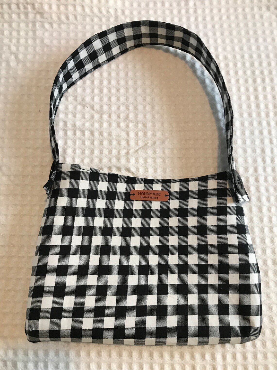 Black and White Checks Medium Bag - Etsy