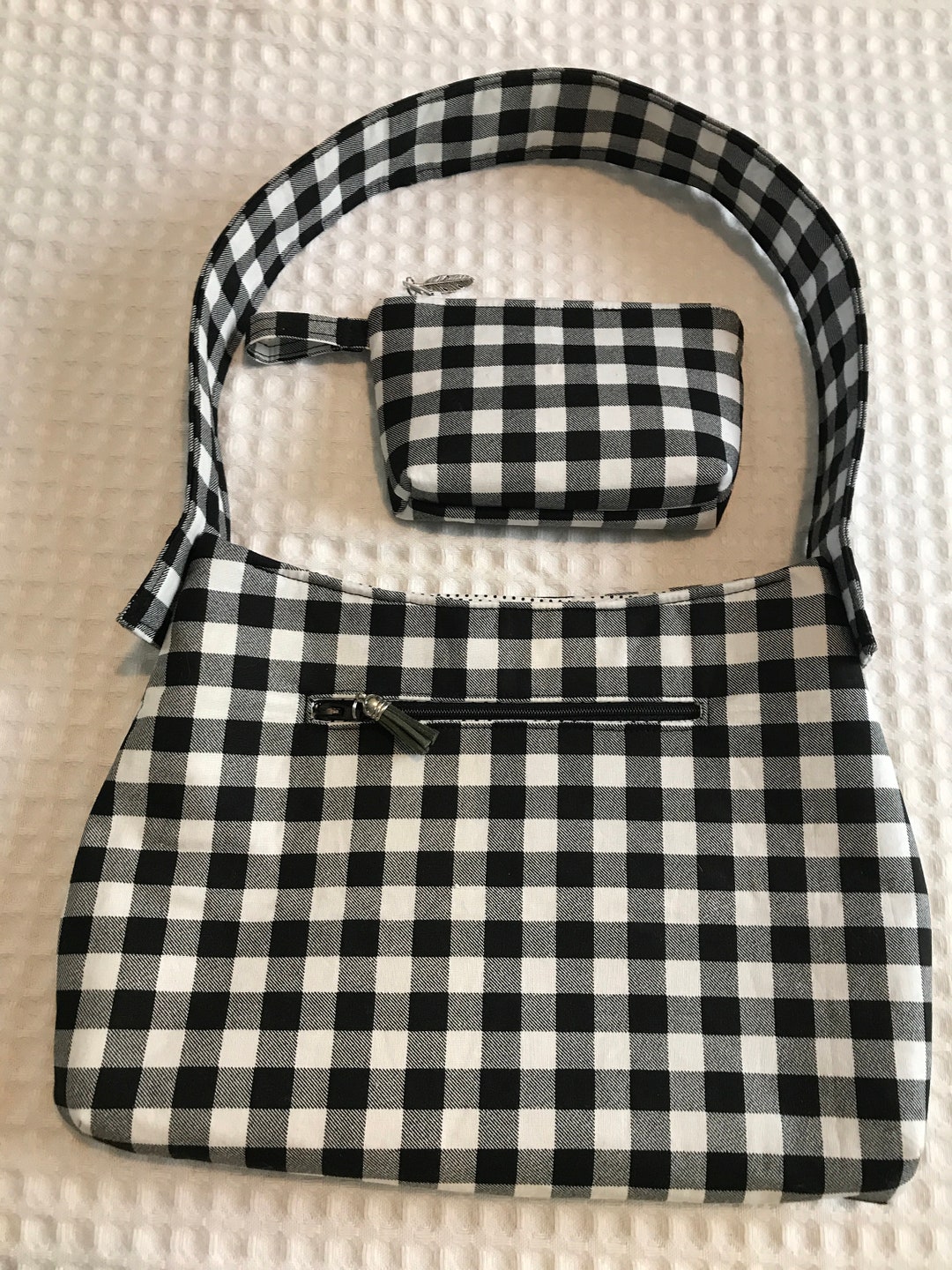 Black and White Checks Medium Bag - Etsy