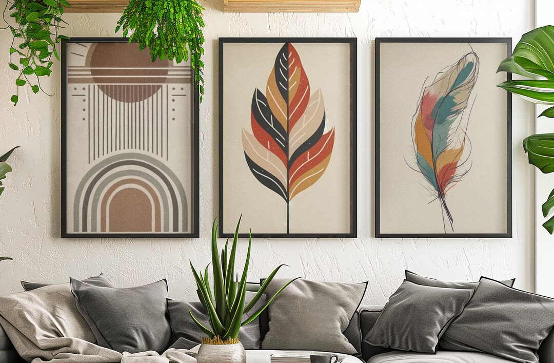 Digital Prints | Set of 3 Modern Art Prints - Abstract Geometric ...