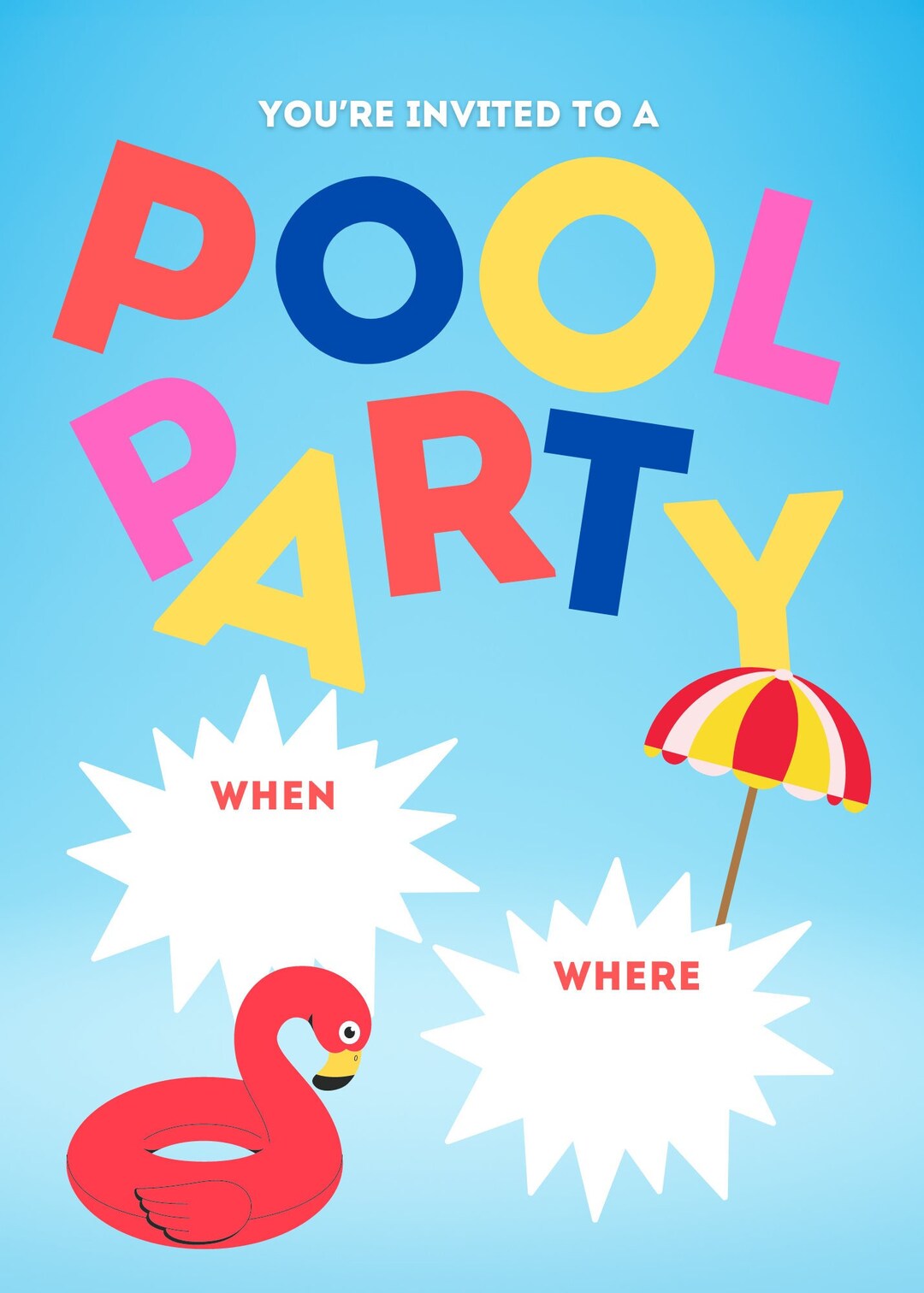 Fill in the Blank Pool Party Invitation - Etsy