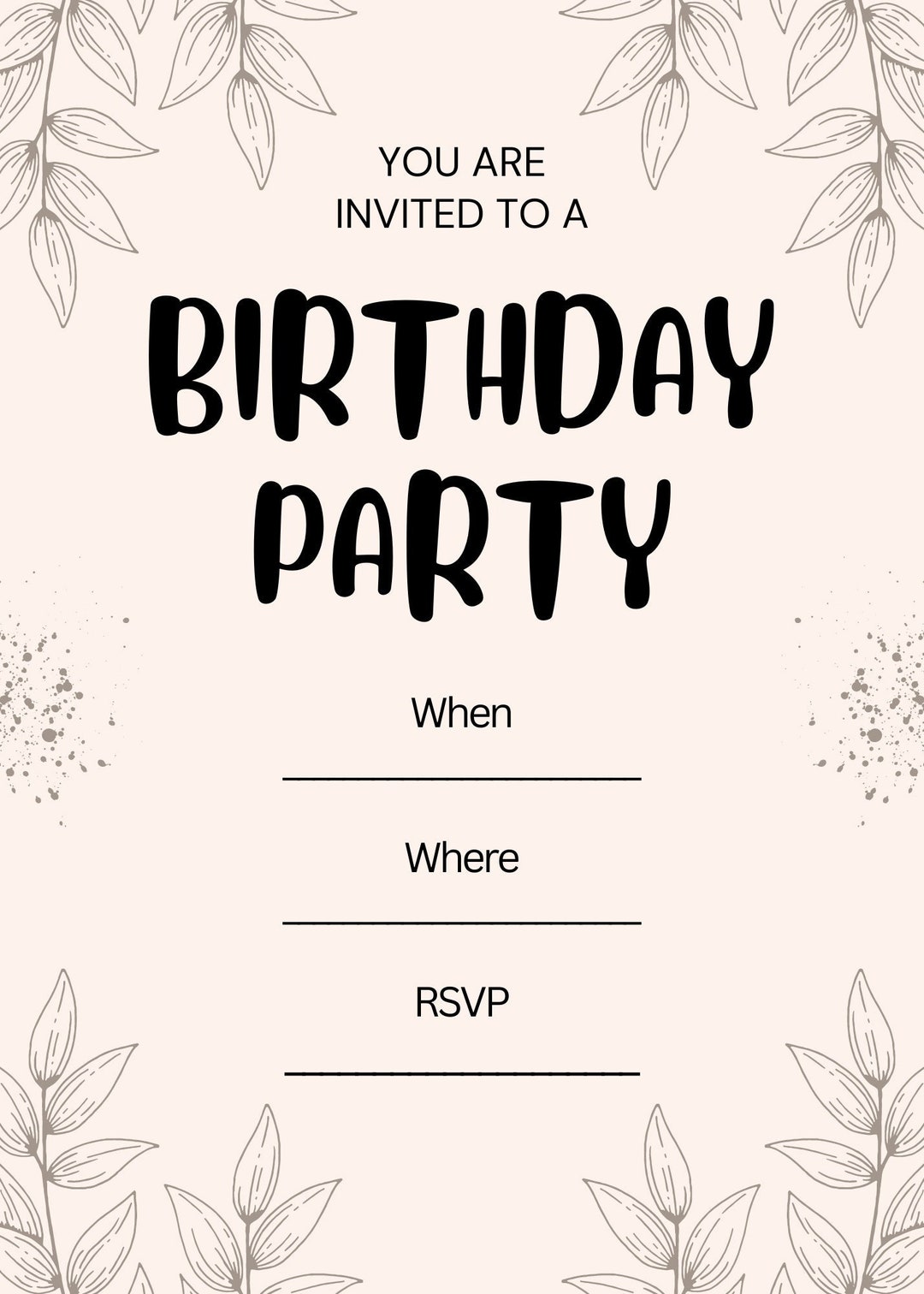 Fill in the Blank Birthday Party Invitation - Etsy