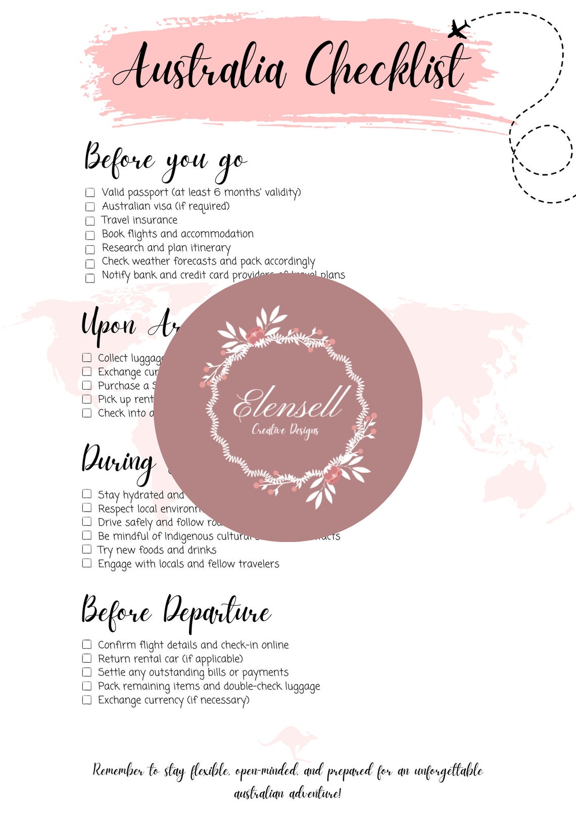 Editable Checklist and Packing List Australia - Etsy UK