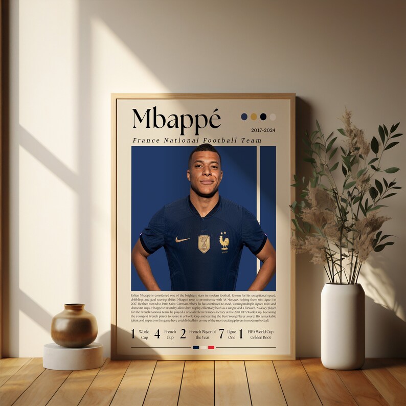Kylian Mbappe Poster, Mbappe Poster, Soccer Gifts, Sports Poster ...