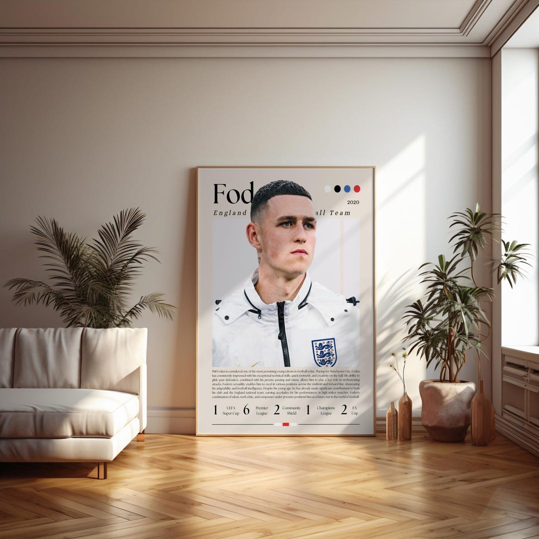 Phil Foden Poster, Manchester City Soccer Print, Sports Poster ...