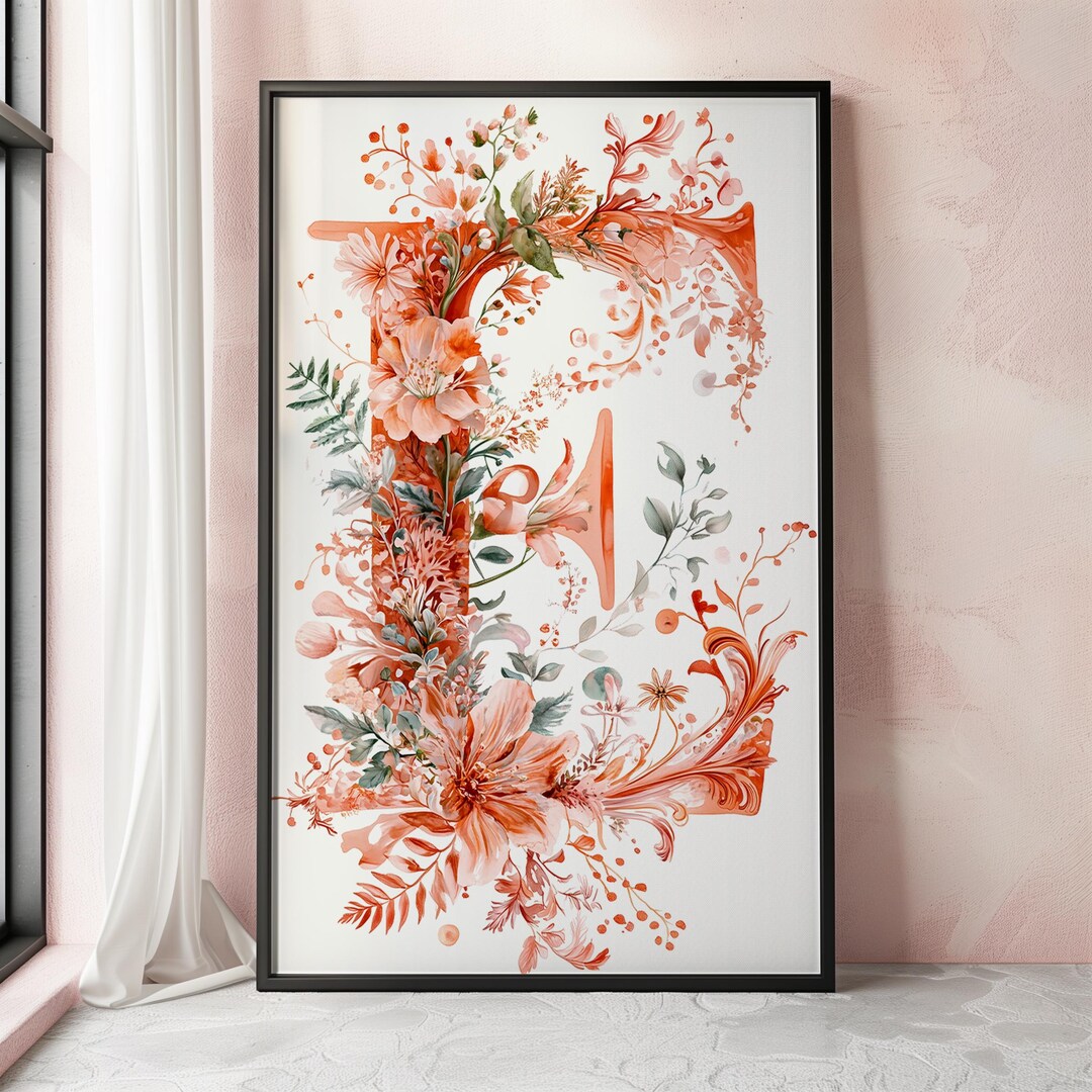 Watercolor Letter E Poster, Alphabet E Wall Art, Initial E Print ...