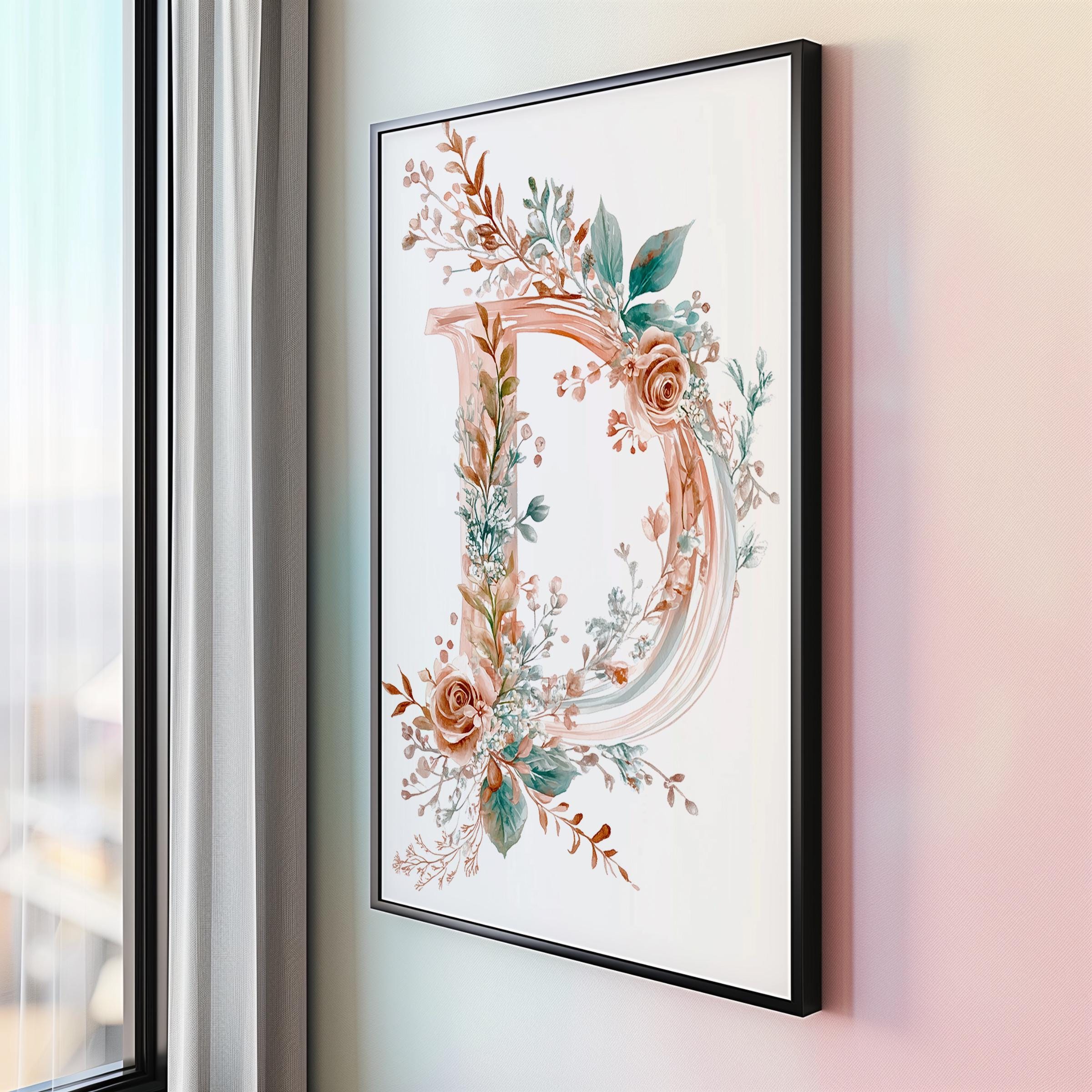 Watercolor Letter D Poster, Alphabet D Wall Art, Initial D Print ...