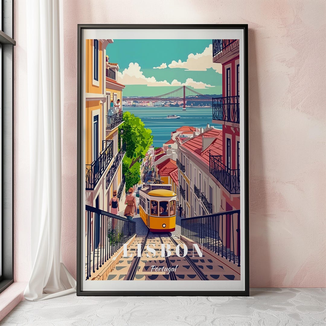 Lisbon Travel Poster, Lisbon Print, Vintage Lisbon Tram Print, Portugal ...