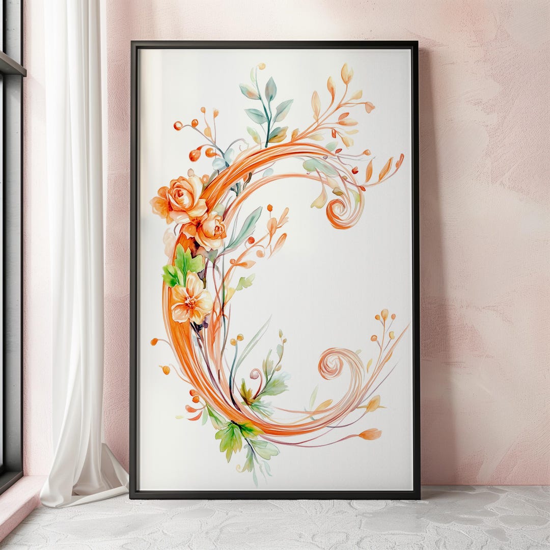 Watercolor Letter C Poster, Alphabet C Wall Art, Initial C Print ...