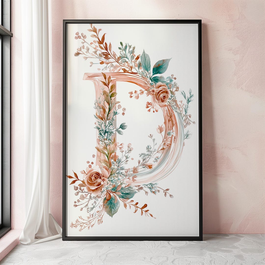 Watercolor Letter D Poster, Alphabet D Wall Art, Initial D Print ...