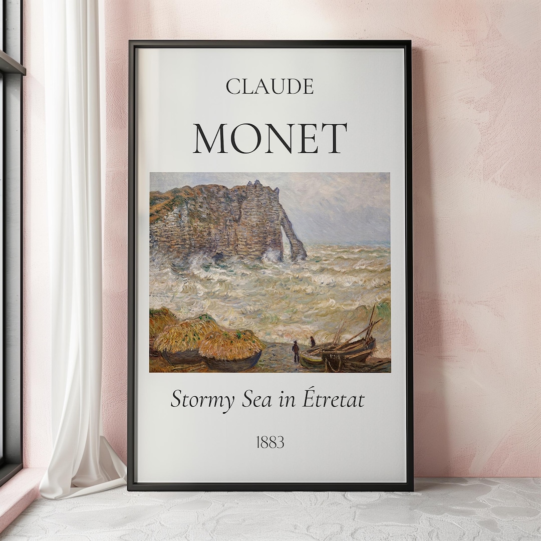 Claude Monet Art Print, Stormy Sea in Étretat, Monet Exhibition Poster ...