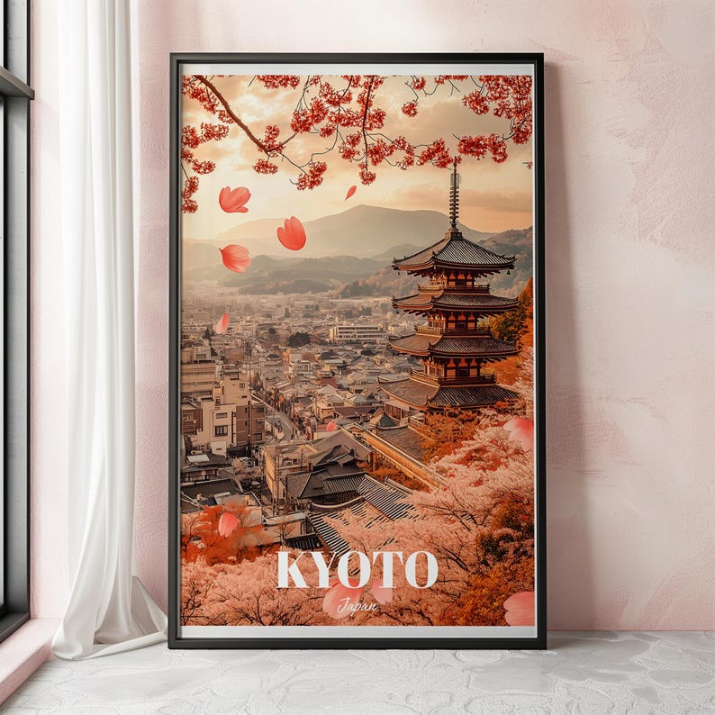 Kyoto Travel Poster, Kyoto Wall Art Print, Kyoto Travel Art, Japan ...