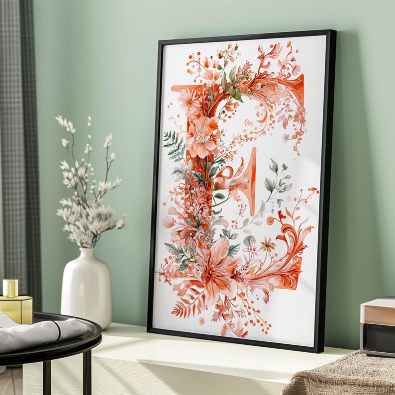 Watercolor Letter E Poster, Alphabet E Wall Art, Initial E Print ...