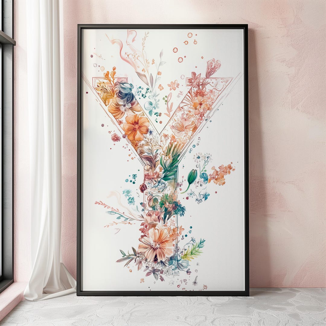 Watercolor Letter Y Poster, Alphabet Y Wall Art, Initial Y Print ...