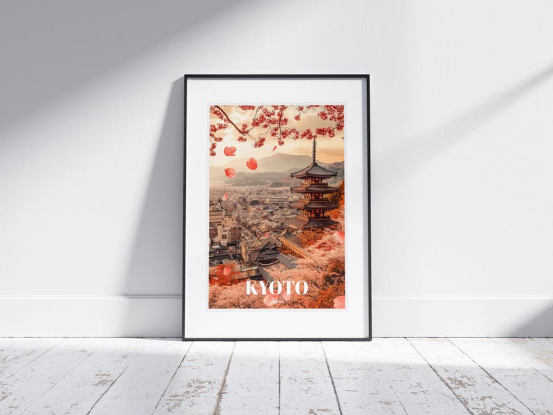 Kyoto Travel Poster, Kyoto Wall Art Print, Kyoto Travel Art, Japan ...