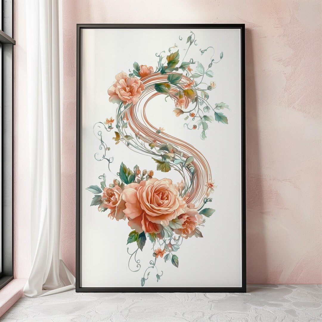 Watercolor Letter S Poster, Alphabet S Wall Art, Initial S Print ...