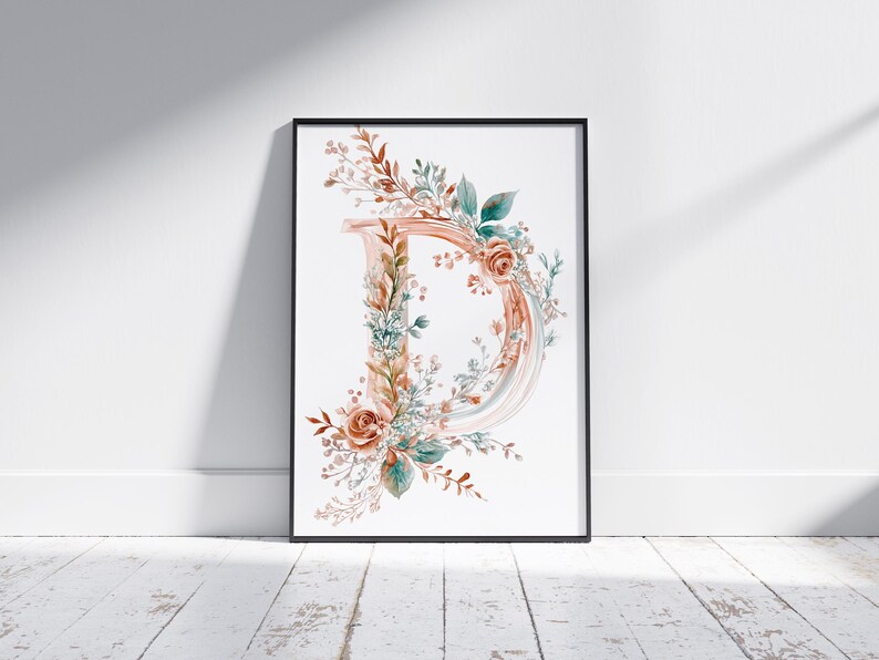 Watercolor Letter D Poster, Alphabet D Wall Art, Initial D Print ...