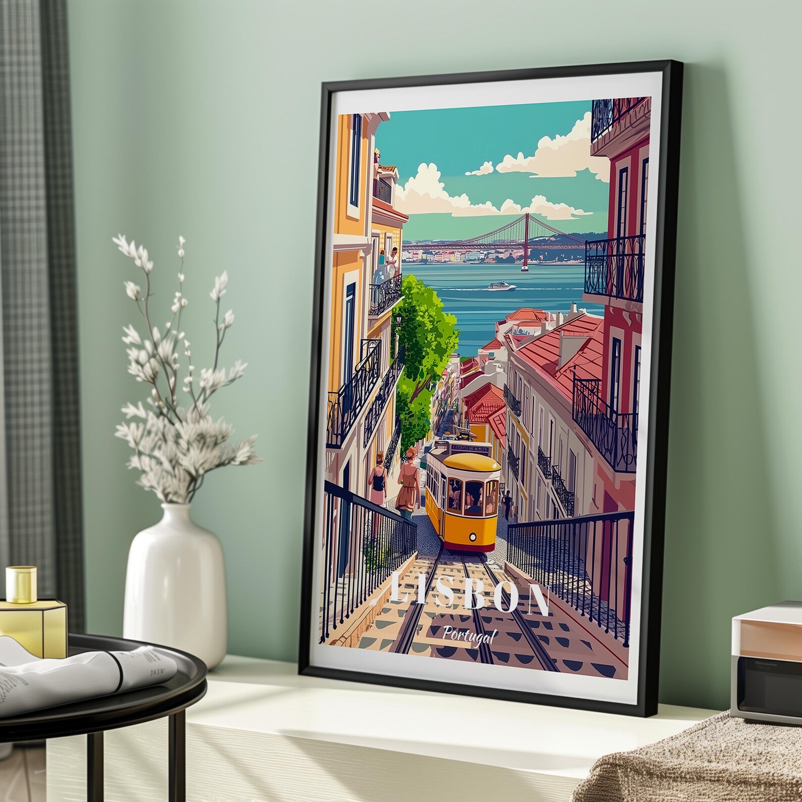 Lisbon Travel Poster, Lisbon Print, Vintage Lisbon Tram Print, Portugal ...