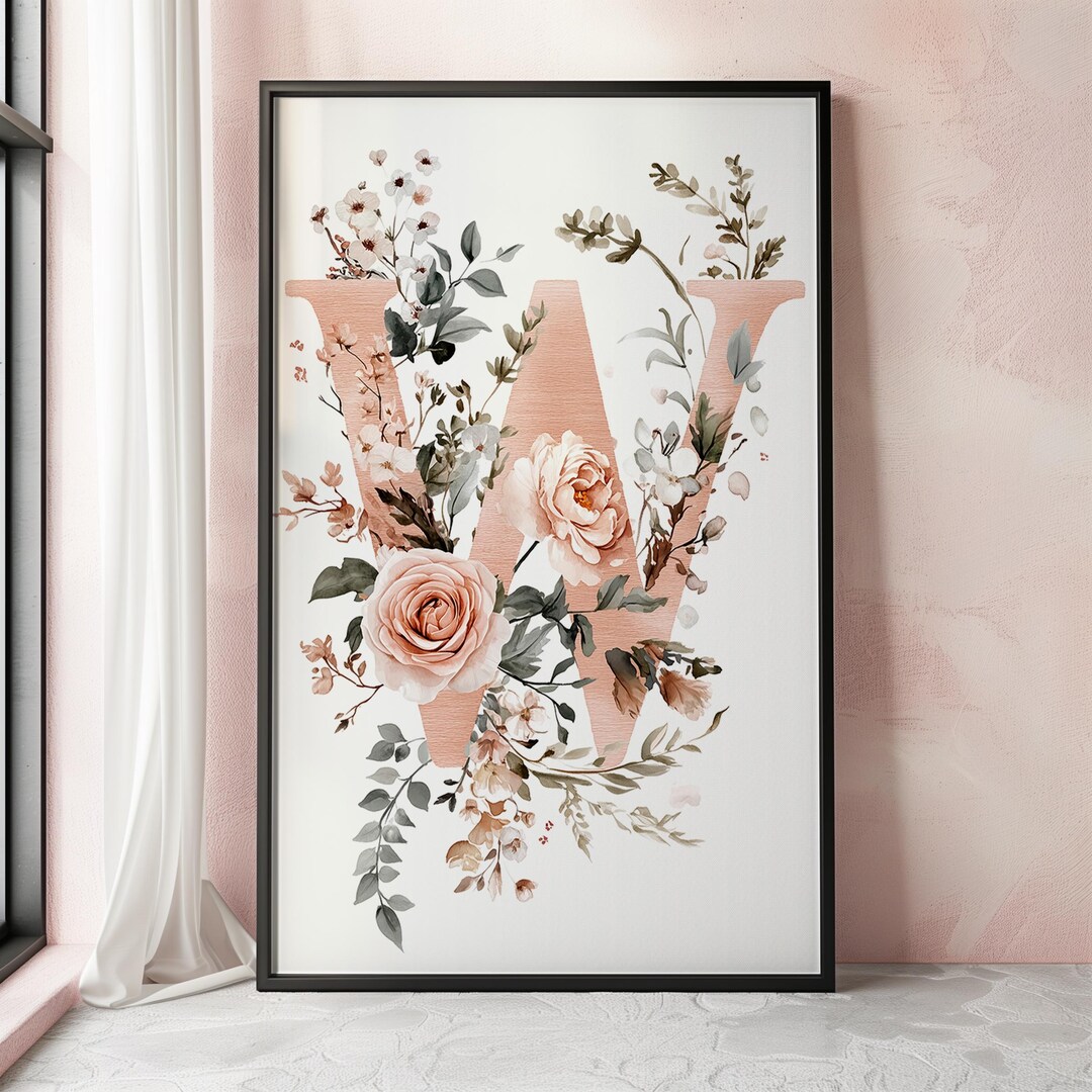 Watercolor Letter W Poster, Alphabet W Wall Art, Initial W Print ...