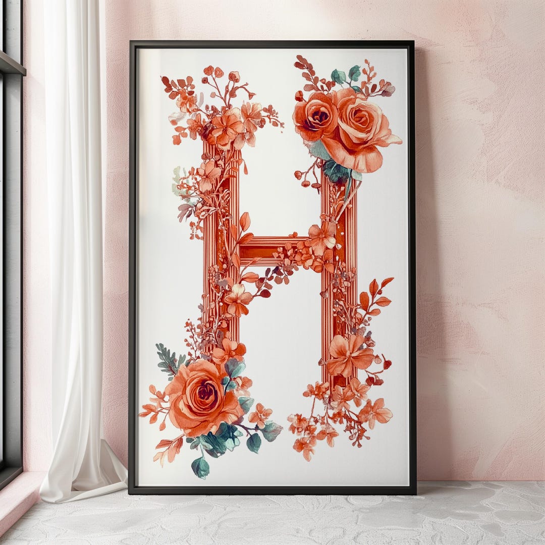 Watercolor Letter H Poster, Alphabet H Wall Art, Initial H Print ...