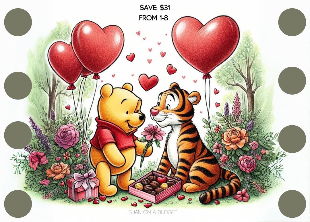 Pooh and Tigger Valentines Saving Challenge | PDF Download Only - Etsy