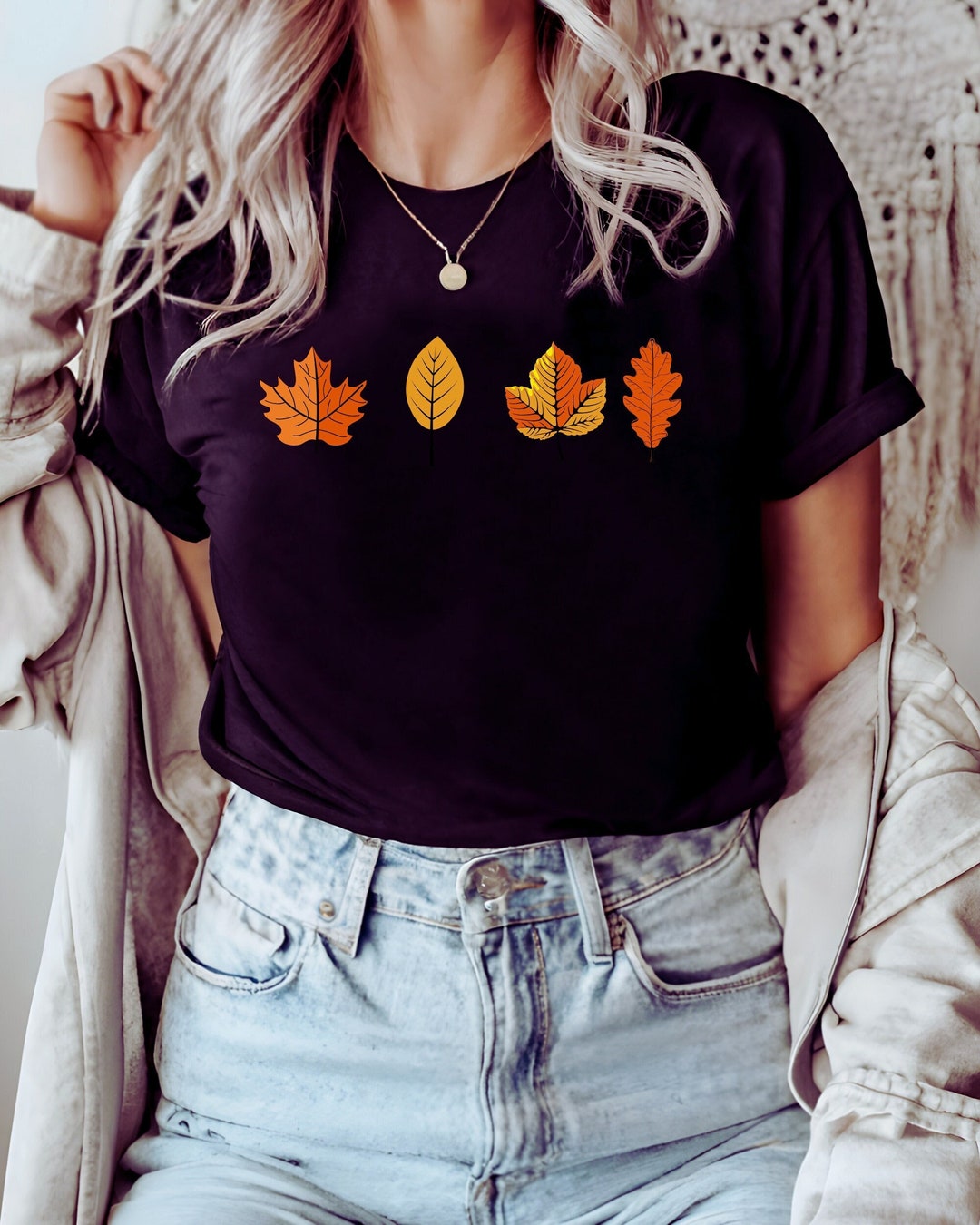 Autumn Leaves Shirt ,fall Foliage Tee, Seasonal Autumn Design, Rustic ...