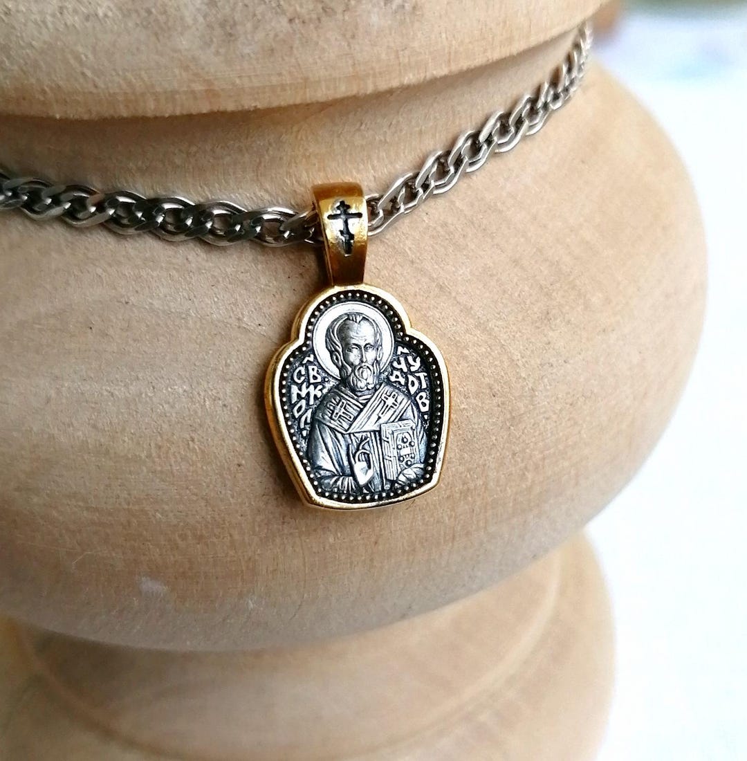 Saint Nicholas Pendant Orthodox Christian Jewerly Charm Pectoral Icon ...