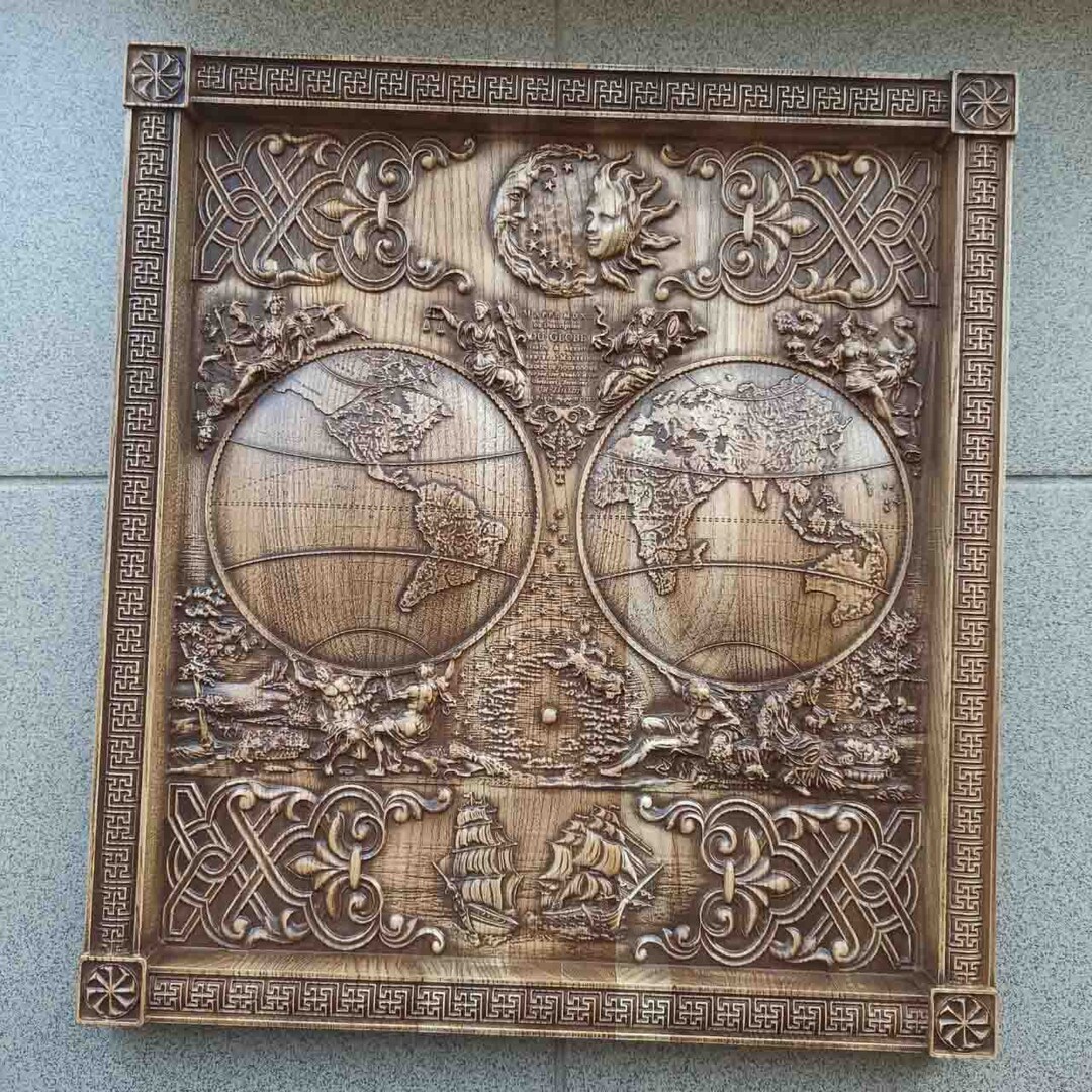 Handmade Wooden World Map Carved Map Wall Decor Hand Carved Wall ...