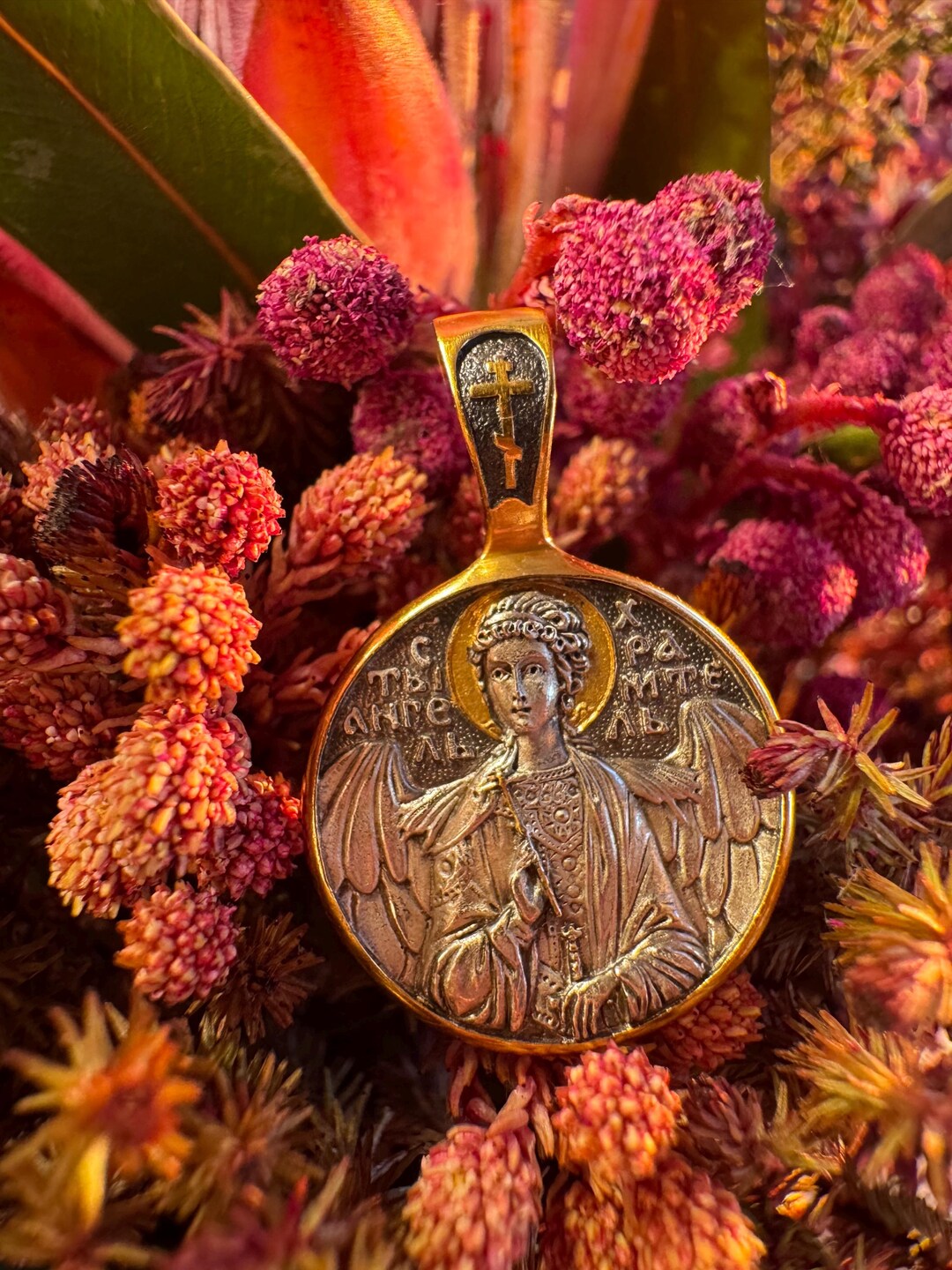 925 Silver & 999 Gold Gilded Orthodox Icon Pendant, Saint Nicholas and ...